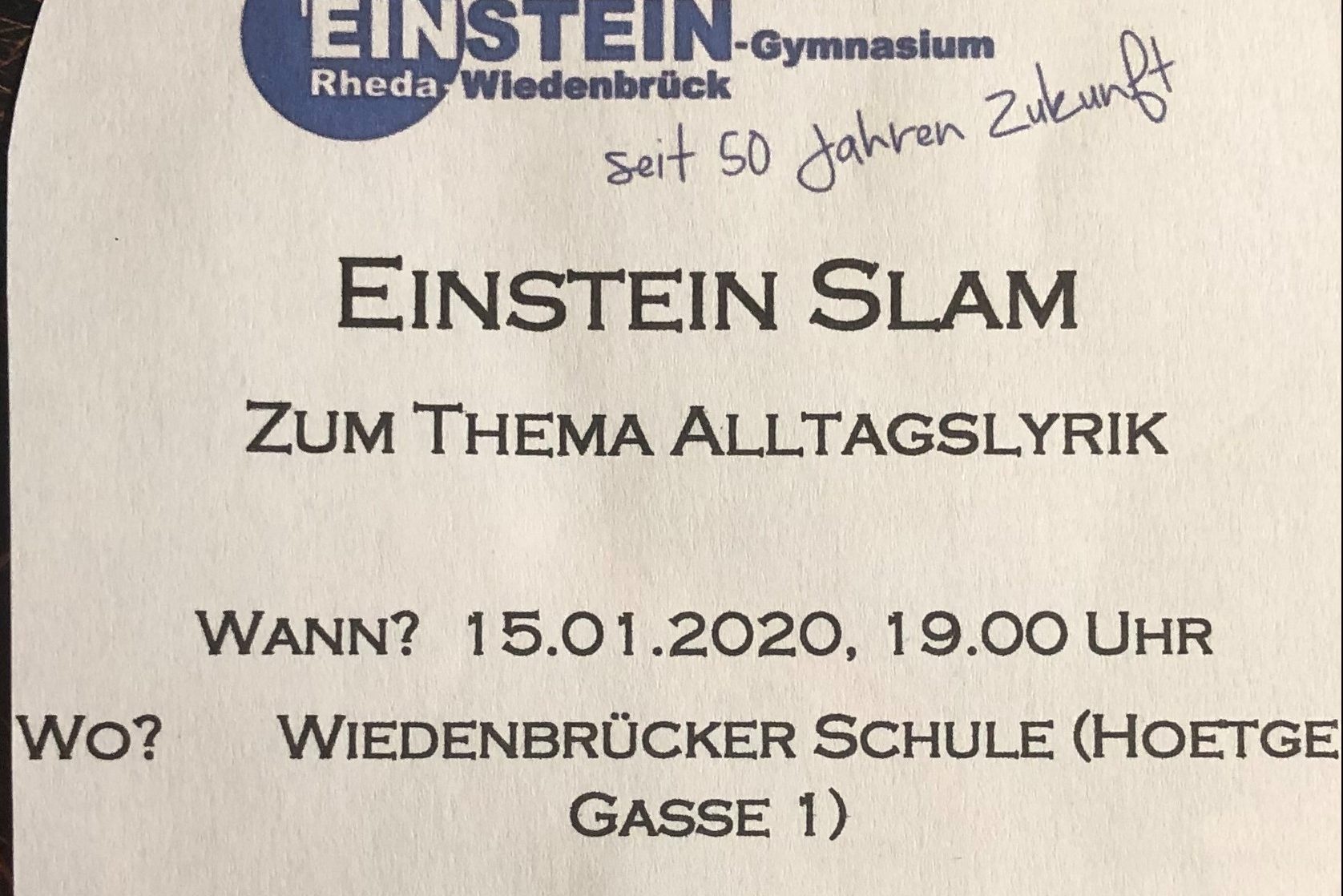 Einstein Slam im Museum - Poetry Slam zur Alltagslyrik - Wiedenbrücker Schule Museum